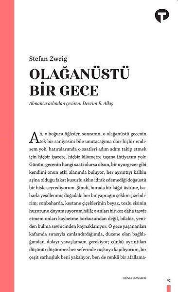 Olağanüstü Bir Gece - Stefan Zweig Kitabı Fiyatları & Satın Al