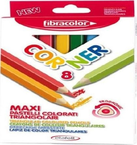 Fibracolor Corner Maxi Üçgen Kalın Kuru Boya 8 Renk