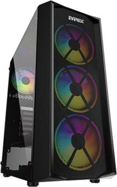Everest Flat Glass 4*12Cm Argb Fanlı Tempered Camlı Gaming Oyuncu Kasası