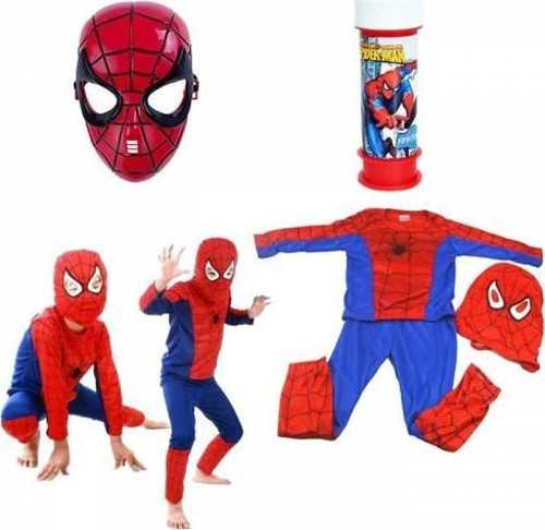 Spiderman Kostüm - Örümcek Adam Kostümü - Pvc Maske + Bez Maske ...