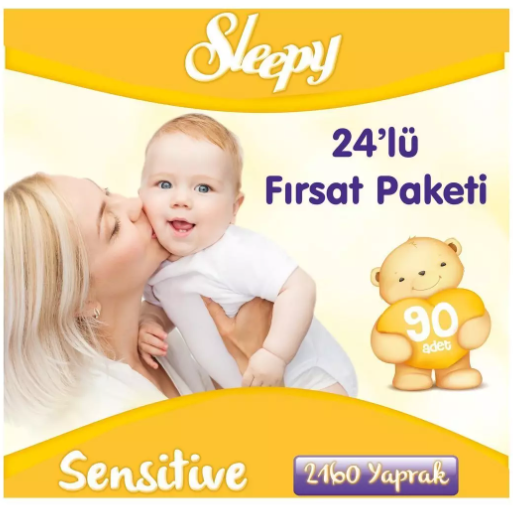 Sleepy Sensitive 90'lı Islak Havlu 24'lü Paket Toplam 2160 Yaprak - idefix