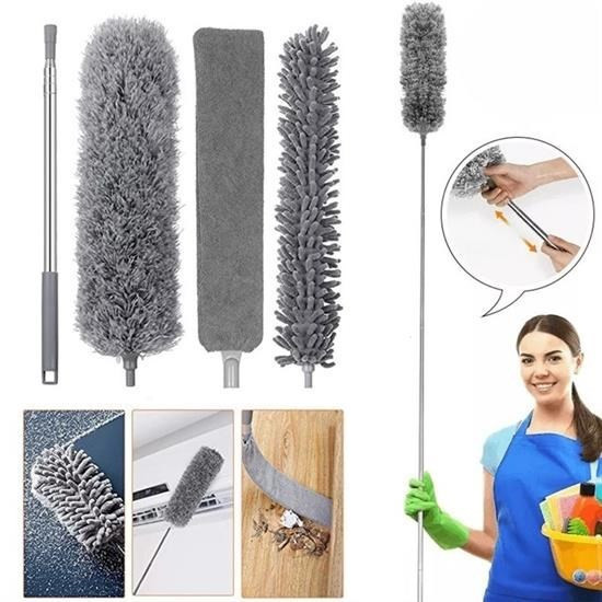 BUFFER® Teleskopik 3'lü Mop Toz Alma Püskülü Çok Fonksiyonlu Temizlik ...