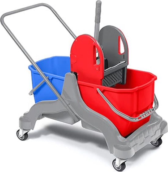 Safell Çift Kovalı Plastık Temizlik Arabası - Temizlik Seti 25 Lt - idefix