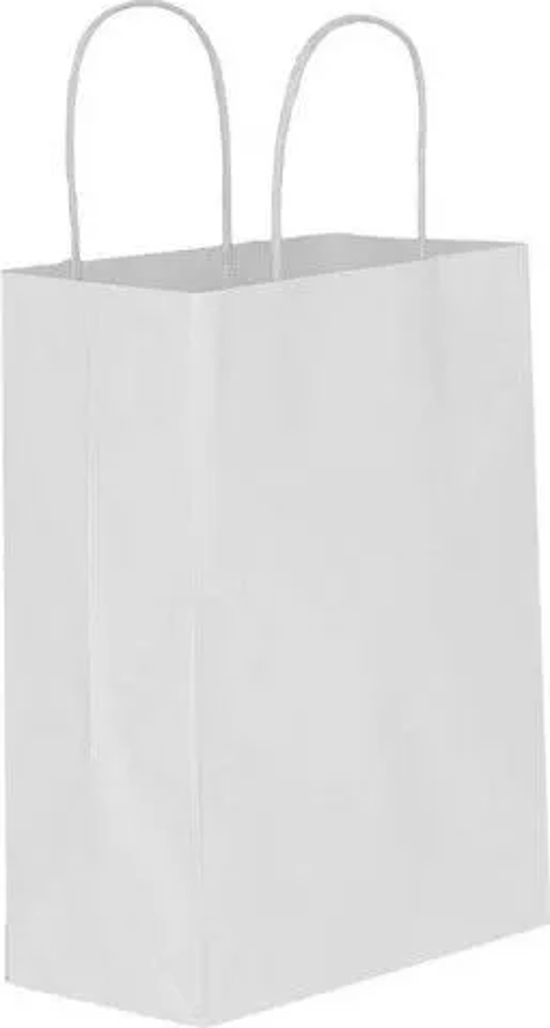 BEYAZ KAĞIT HEDİYE VE ALIŞVERİŞ ÇANTASI (18X8X24) 25 ADET - idefix
