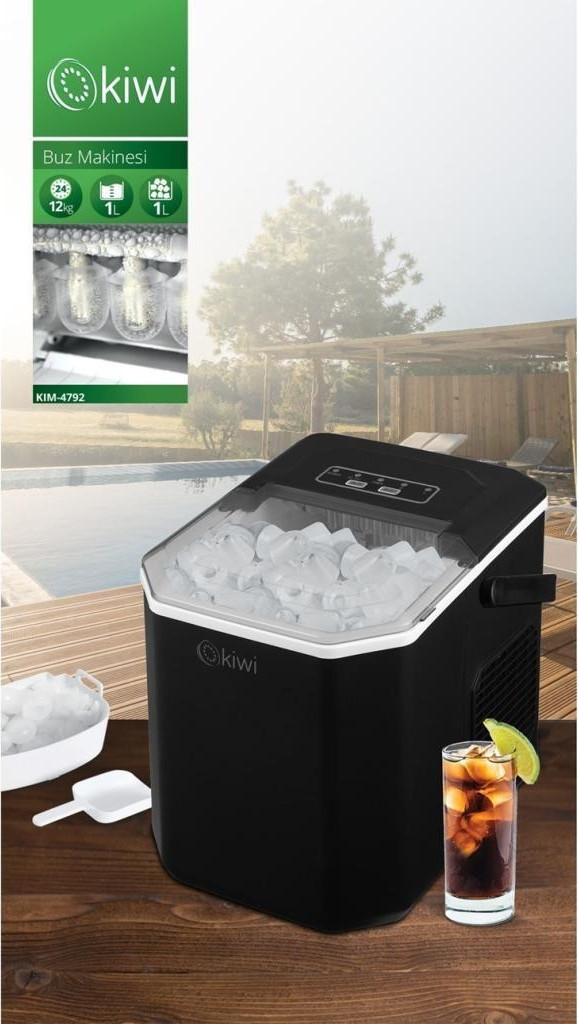 Kiwi KIM-4792 Ayarlanabilir Boyutlu 12 Kg Kapasiteli Buz Makinesi Siyah ...