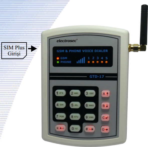 Electrosec GD -17 GSM Arama Modülü Dünyadaki Tüm Operatörlerle Uyumlu