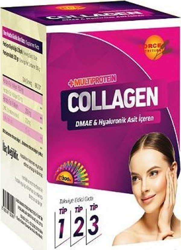 Force Nutrition Collagen Powder Tip 1, 2, 3 - DMAE+Hya 300 Gr. - idefix