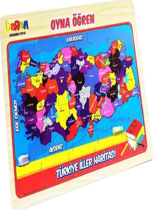 Beren Eğitici Ahşap Puzzle 20 parça Oyna Öğren Türkiye Haritası - idefix