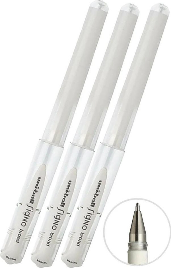 Beyaz İmza Kalemi 3 Adet Uniball Signo Broad 1.0 mm Roller Pilot Kalem ...