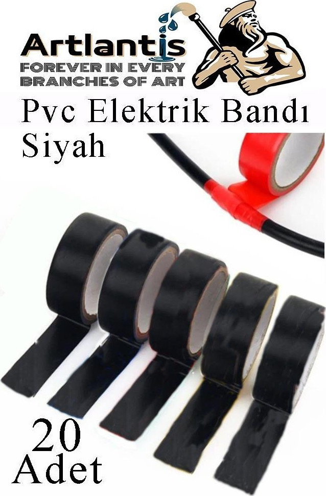 Siyah Elektrik Bandı 20 Adet Pvc İzolo Bant Elektrikçi Bandı Su ...