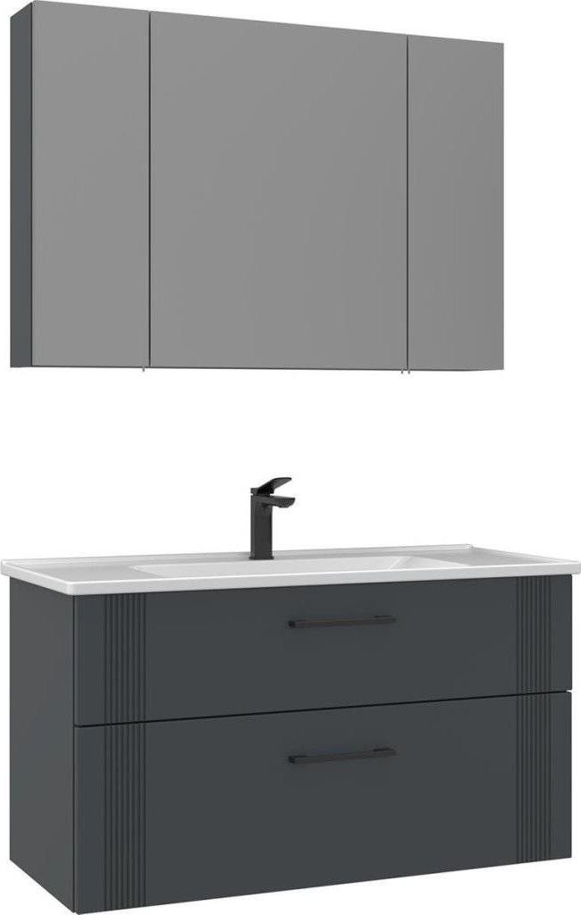 Orka Banyo Dolabı Takım Bari 100 cm Mat Antrasit - idefix