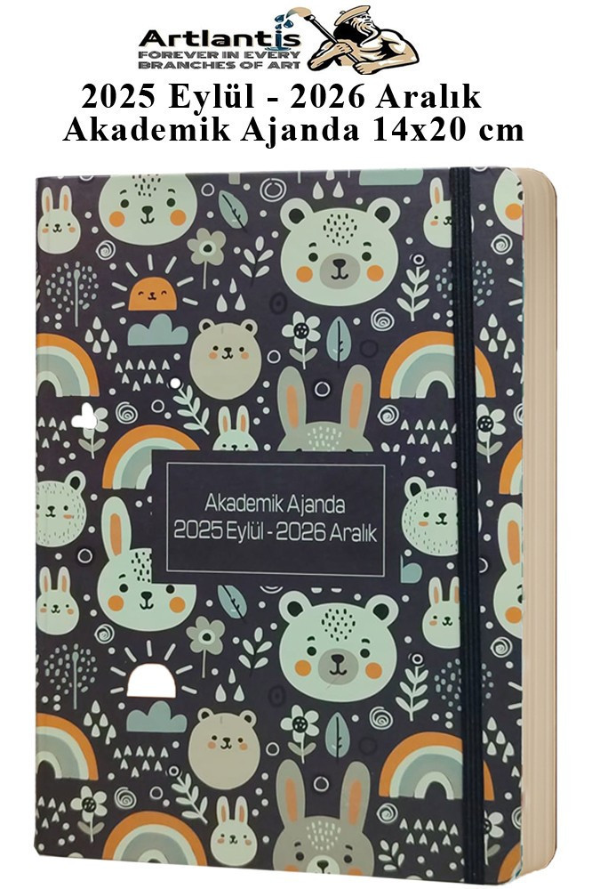Akademik Ajanda 2025 Eylül - 2026 Aralık 17x24 cm Lastikli 1 Adet Ciltli Sert Kapak Planlayıcı ...