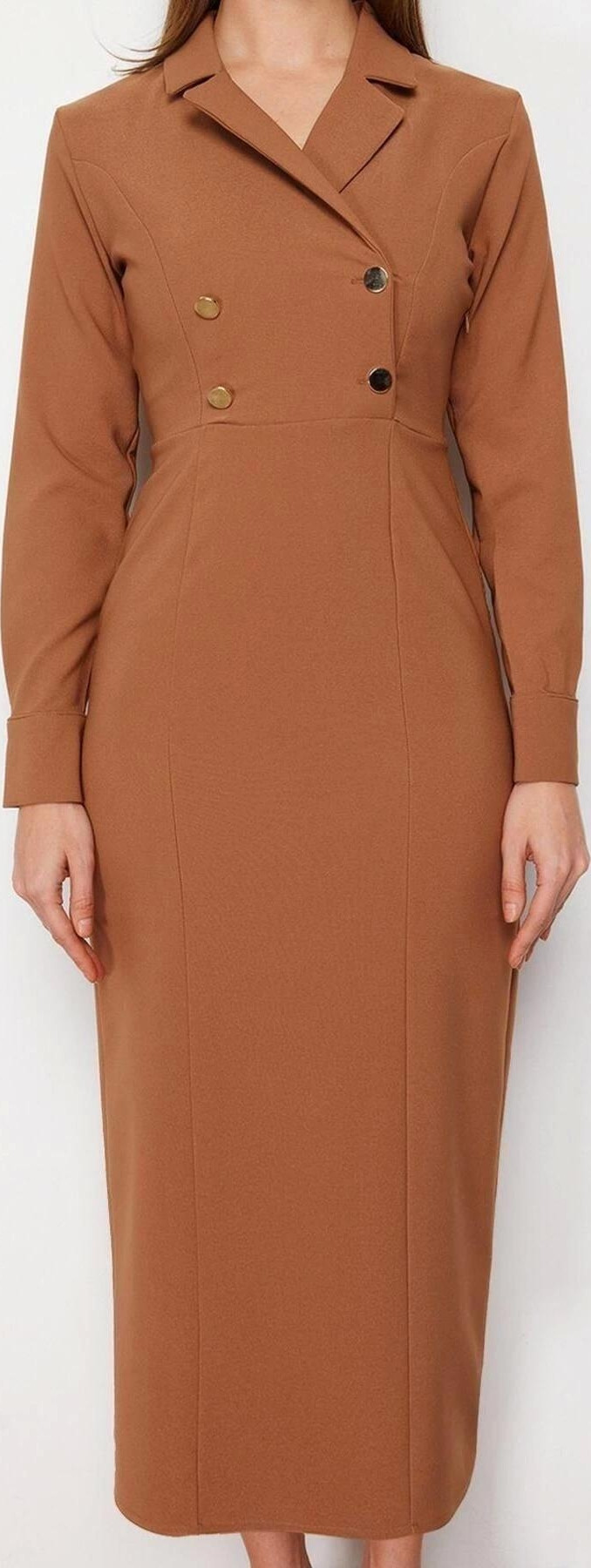 Moda Regular Günlük Finike Dokuma Ceket Yaka Truvakar Kol Kol Kruvaze ...