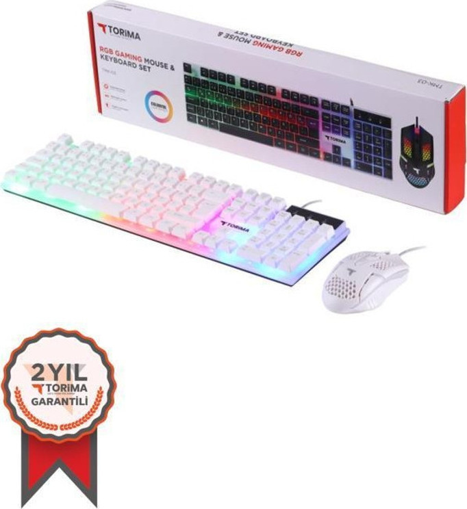Torima TMK-03 Gaming Rgb Işıklı Kablolu Q Klavye Ve Mouse Seti Beyaz