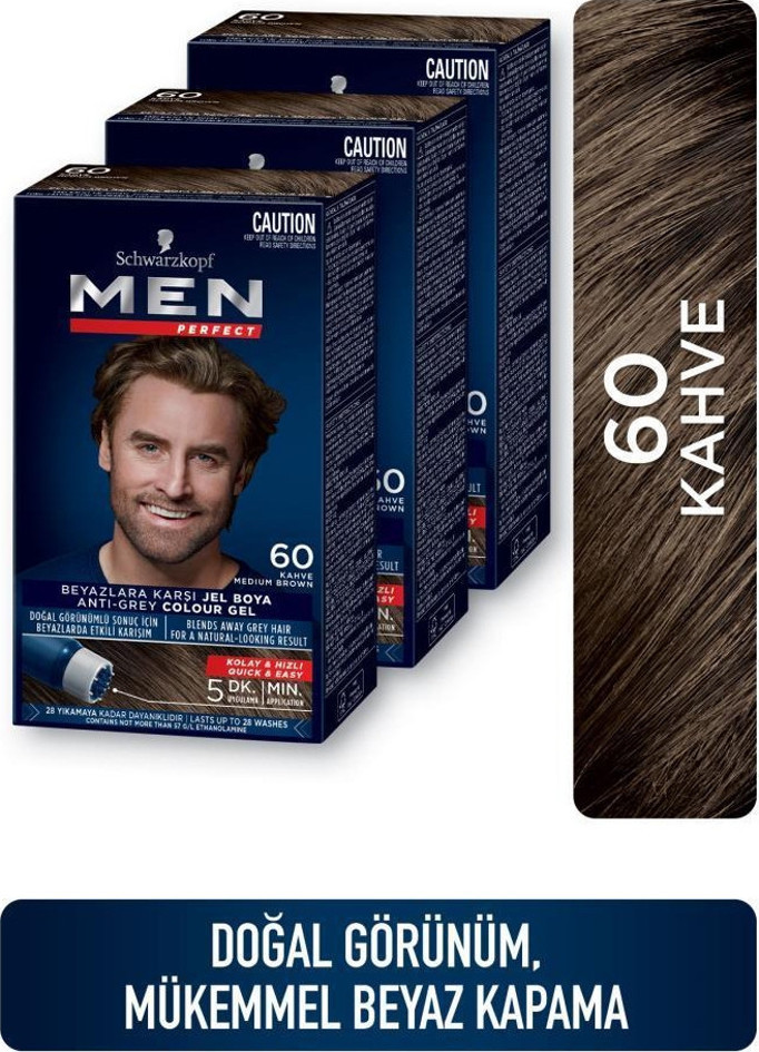 Men Perfect Saç Boyası 60 - Kahve X 3 Adet