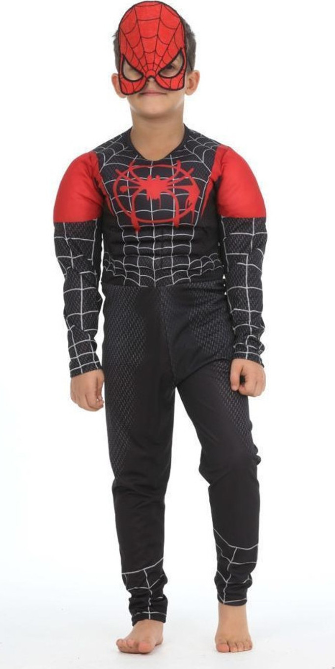 Kaslı Siyah Spiderman Kostümü + Göz Maske - Örümcek Adam Kostüm ...