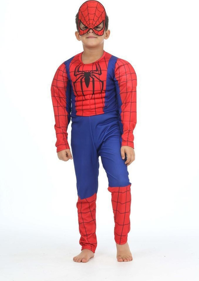 Kaslı Spiderman Kostümü + Göz Maske - Örümcek Adam Kostüm - Dolgulu ...