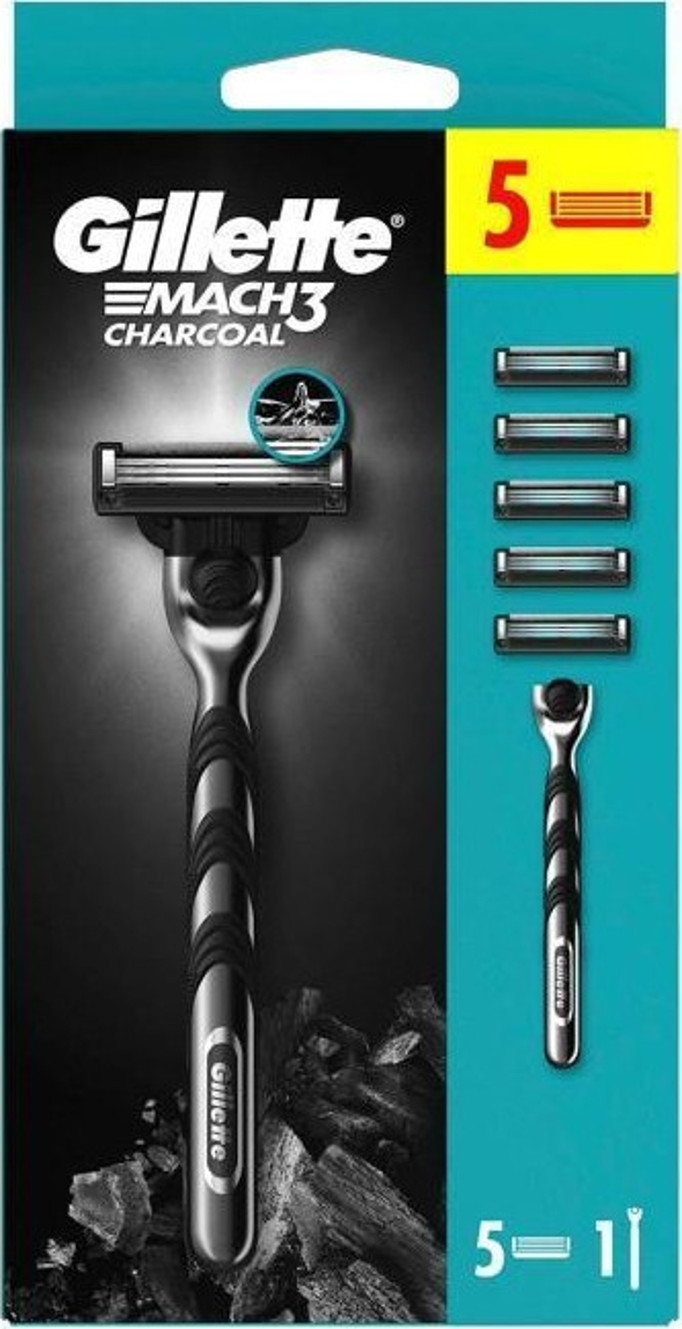 Gillette Mach 3 Charcoal Tıraş Makinesi ve Yedek Tıraş Bıçağı 5'li - idefix