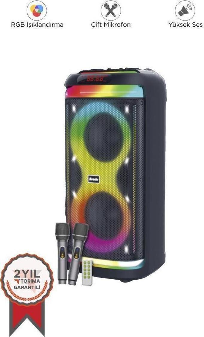 Torima BTS-1993 Siyah RGB Ledli Mikrofonlu Kumandalı Bluetooth Hoparlör Parti Speaker - idefix