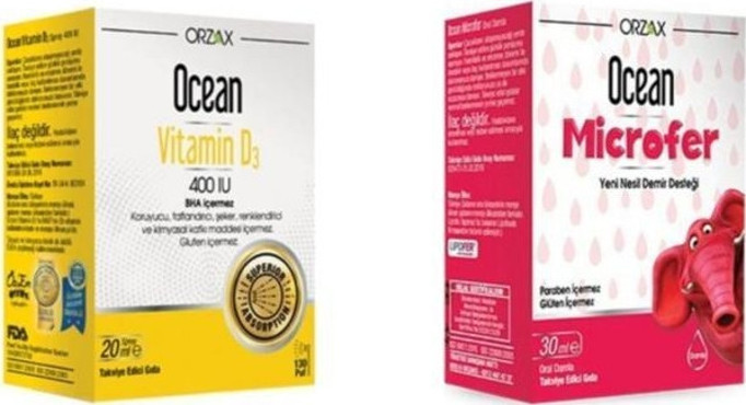 Ocean Microfer Damla 30 Ml + Ocean Vitamin D3 400 IU Sprey 20 ml - idefix