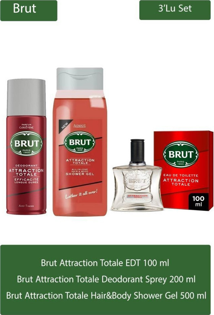 Brut Attraction Totale EDT 100 ml Erkek Parfüm Seti