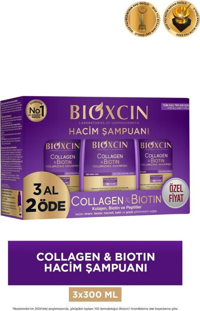 Bioxcin Collagen & Biotin Ekstra Hacim Şampuanı 300 ml 3 Al 2 Öde - Kolajen Biotin İnce ve ...
