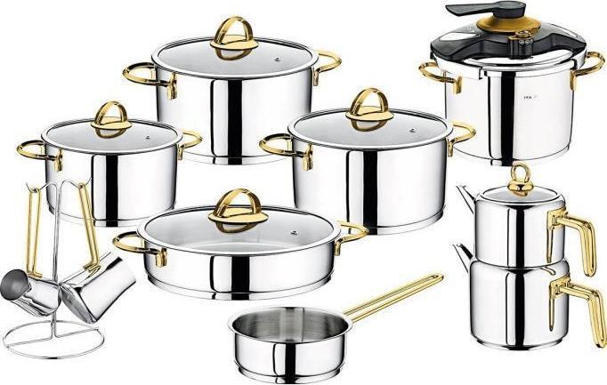 1087 Silindir Tencere Seti - Paslanmaz Çelik Tencere Takımı - 18 Parça ...
