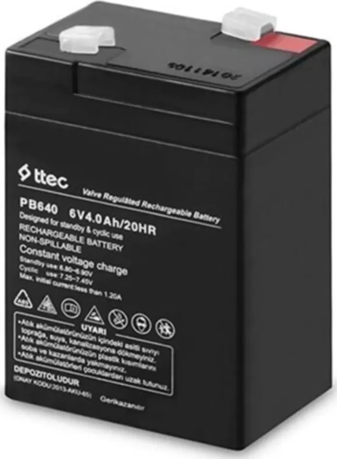 Ttec 6v4ah 20hr Valve Regulated Rechargeable Battery 6 Volt 4 Amper ...