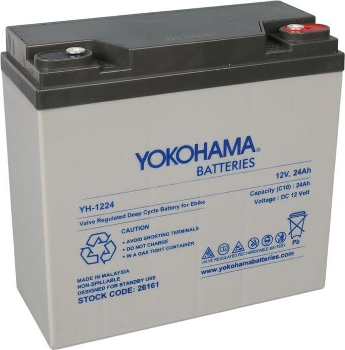 Yokohama YH-122.4 12 Volt - 24 Amper Elektrikli Bisiklet Aküsü (180x76x167 mm) - idefix