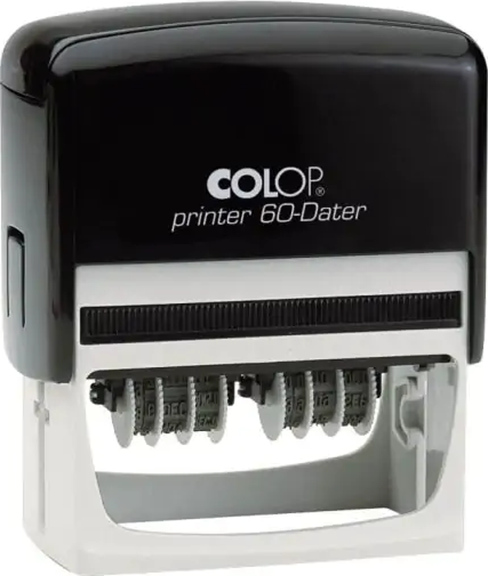 COLOP PRINTER 60 ÇİFT TARİH KAŞE(TR) SİYAH KASA MAVİ KEÇE - 37X76MM ...