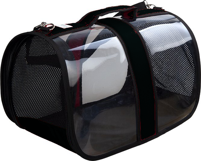 Markapet Kedi Köpek Fileli Şeffaf Taşıma Çantası 25*26*42 cm Siyah - idefix