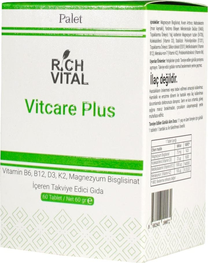 RICH VITAL VITCARE PLUS TABLET, B6 VİTAMİNİ, B12 VİTAMİNİ, D3 VİTAMİNİ ...