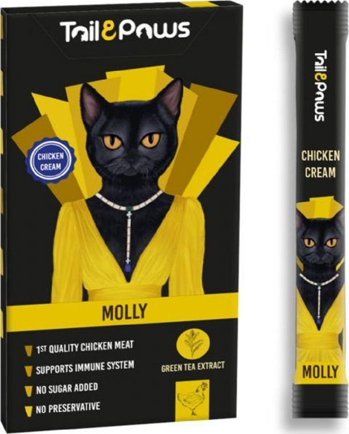 Tail & Paws MOLLY Tavuklu Şekersiz Krema Kedi Ödül Maması 15gr (5'li ...