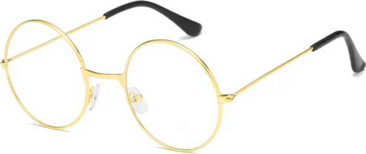 Yuvarlak Cam John Lennon Tarzı Hippi İmaj Gold Çerçeveli Şeffaf Gözlük ...