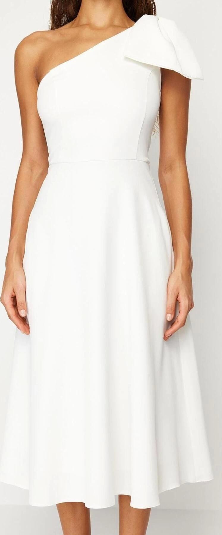 Moda Fit Düğün Nikah Finike Dokuma Asimetrik Yaka Kolsuz Kol Skater ...