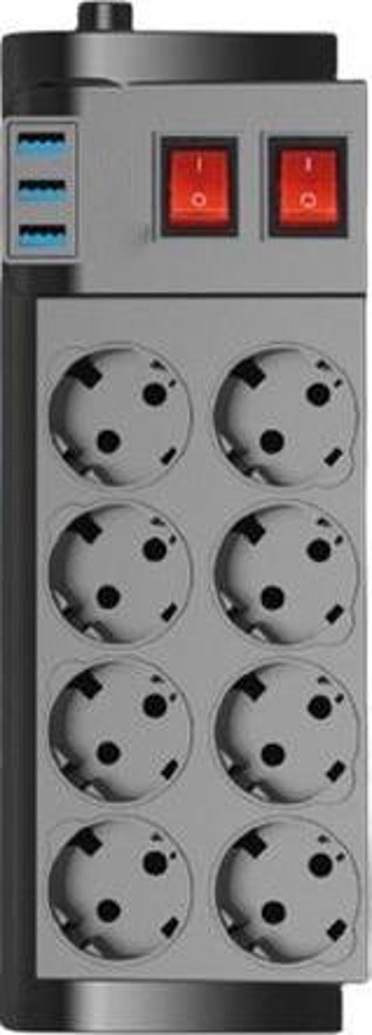 Zuidid Isıya Dayanıklı Termal Akım Korumalı 8'li Uzatma Kablosu 3 Adet ...