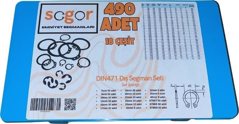 Segor Emniyet Segman Seti Dın 471 Dış Segman Seti 490 Adet - idefix