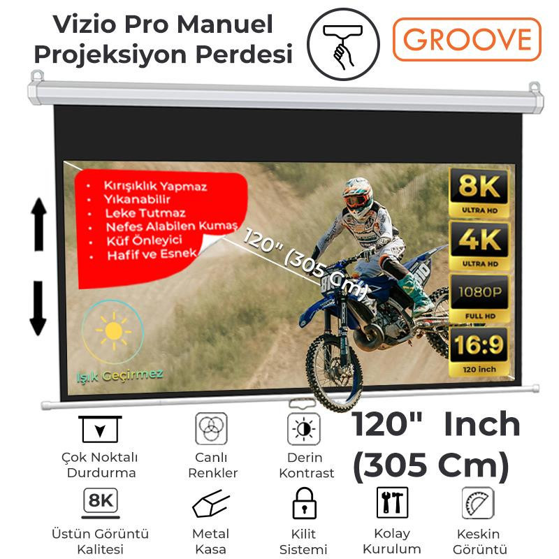 Groove Vizio Pro 120¨ Inch 265x150cm Blackout Işık Geçirmez Profesyonel ...