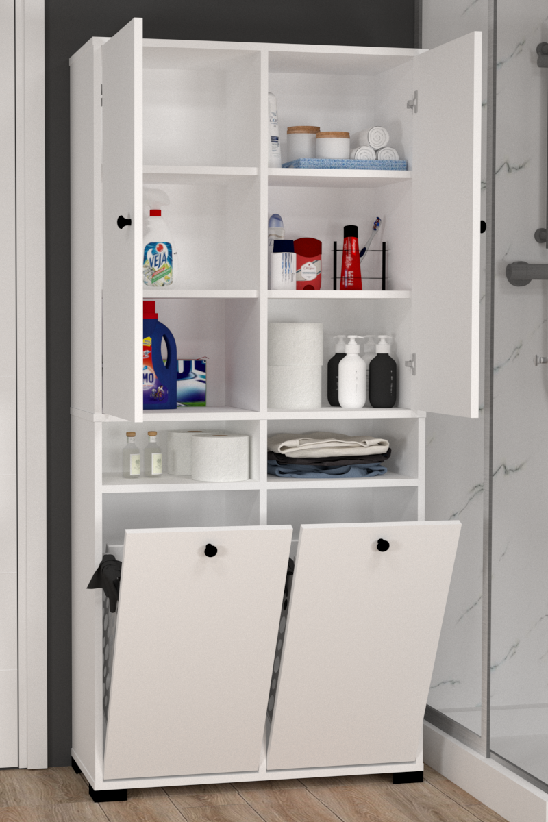 Mobilique ATLAS NO.2 ALTI RAFLI İKİ SEPETLİ BANYO DOLABI