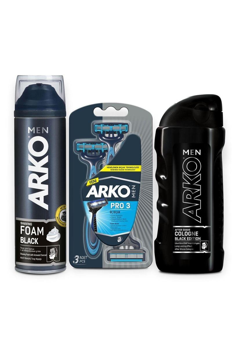 Arko Men Black Köpük 200ml Ve Men T3 Tıraş Bıçağı 3'lü Ve Black Tıraş ...