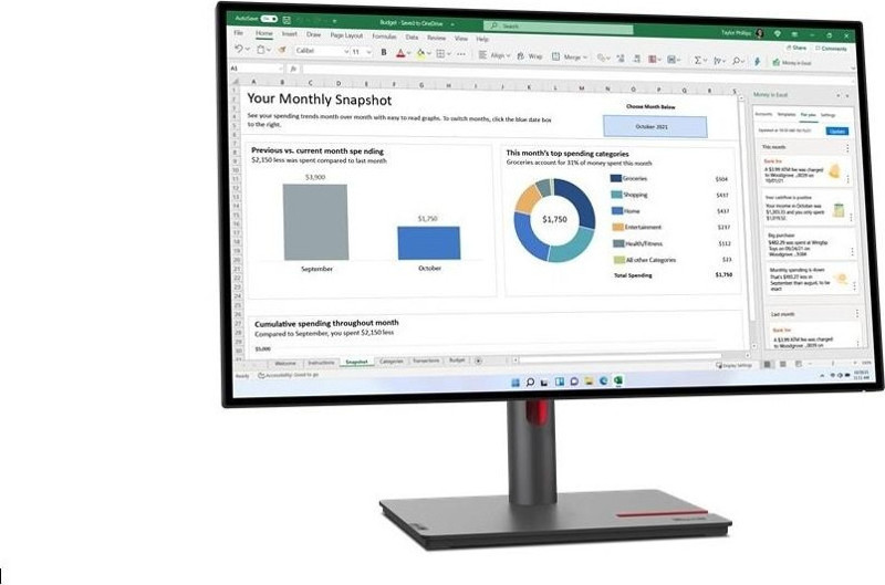 Lenovo Thinkvision P27H-30 27" IPS Monitör 4ms, 2560X1440, RJ45 (1000M ...