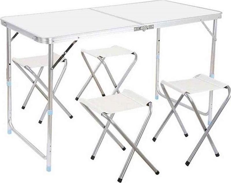 FUNKY CHAIRS Tabureli Katlanabilir Piknik Masası Seti -Gri - idefix