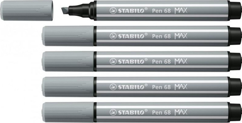 Stabilo Keçe Uçlu Kalem 68 Max Soğuk Gri 1-5 Mm Kesik Uç 768/95 (5 Li ...