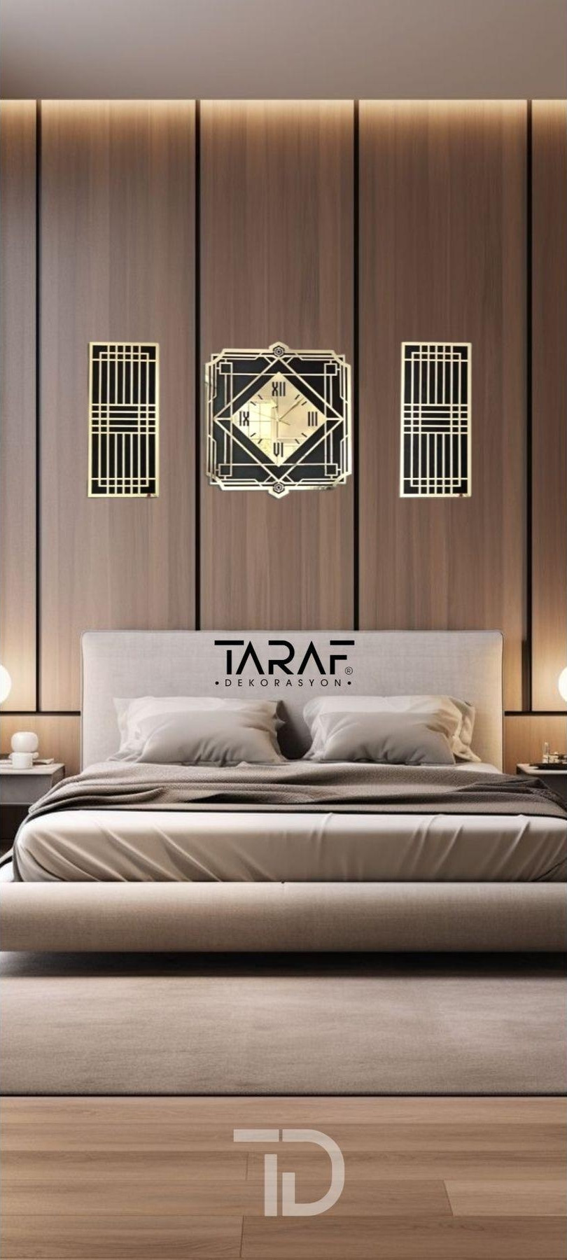 Taraf Dekorasyon Çizgi Lazer Kesim Dekoratif Pleksi Duvar Saati Gold 55 ...