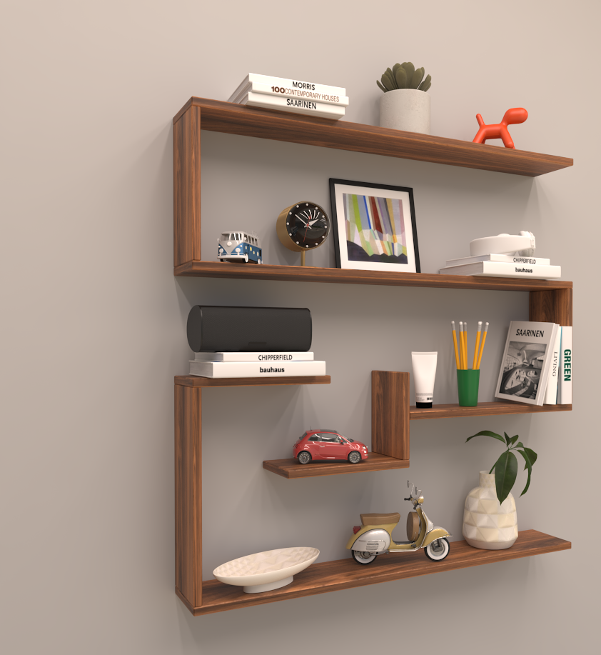 AGRA DUVAR RAF SET HARELİ CEVİZ (MAT) - idefix