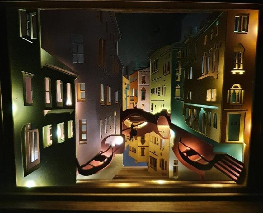 Veraart Özel Tasarım 11 Katmanlı Ahşap Dekoratif Venedik Gece Lambası