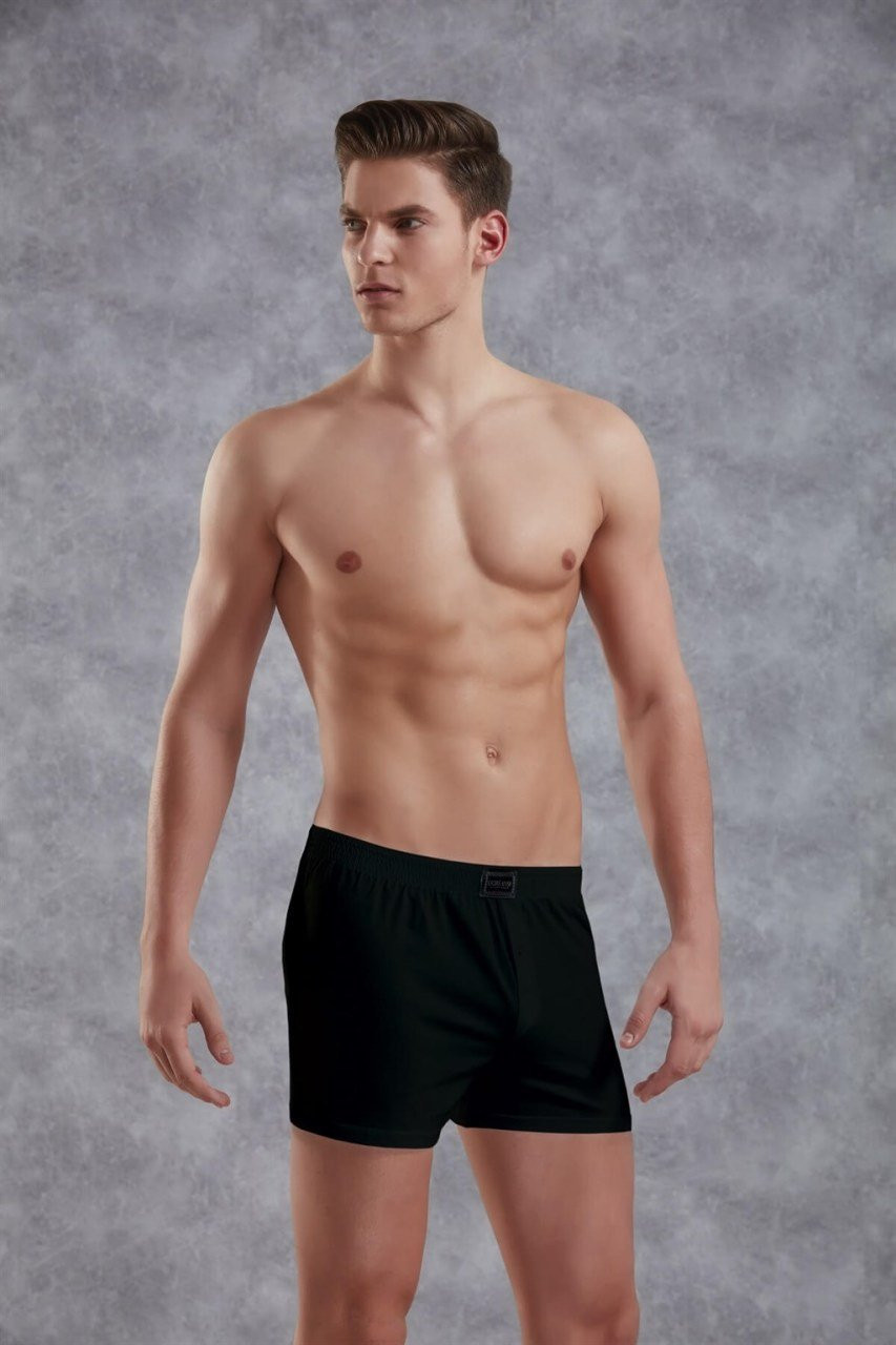 Doreanse Siyah Erkek Pamuk Düğmeli Normal Paça Boxer 1511 - idefix