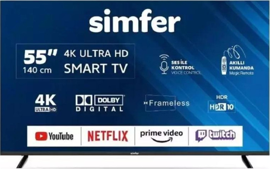 Simfer 55Sfsw6M 4K Ultra Hd 55'' 140 Ekran Uydu Alıcılı Smart Led Tv - idefix