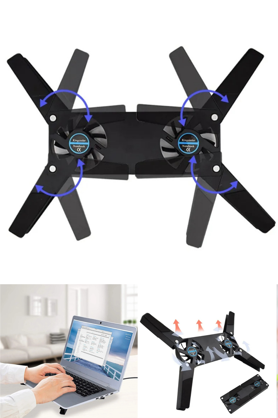 Ultra Küçük Boyutlu Katlanabilir USB Laptop Soğutucu (2 Fanlı) - idefix