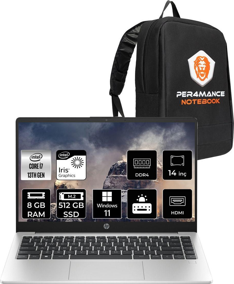 Hp 240 G10 Intel Core İ7 1360P 8Gb 512Gb Ssd 14'' Fhd Ips W11P Taşınabilir Bilgisayar & Per4 ...